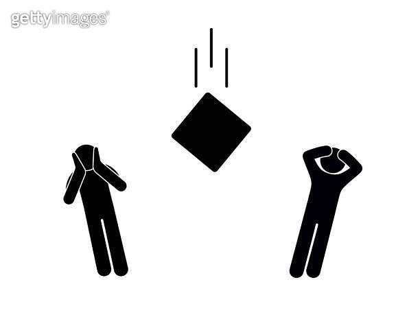 drop load, warning sign, stick figure man icon (1967358792) 일러스트, 무료 ...