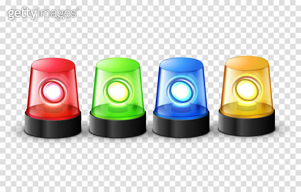 Red green blue and yellow flashing police beacon alarm (2043008257 ...