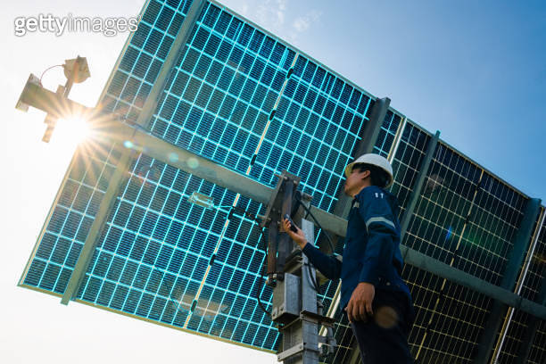 Solar power plant(solar cell) on summer season, alternative energy to ...