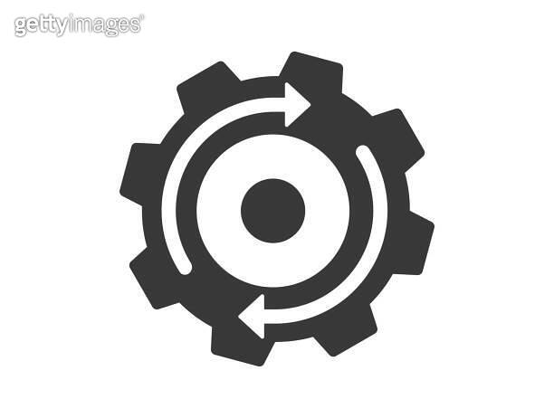Gear pinion cycle rotating arrow icon vector simple graphic pictogram ...