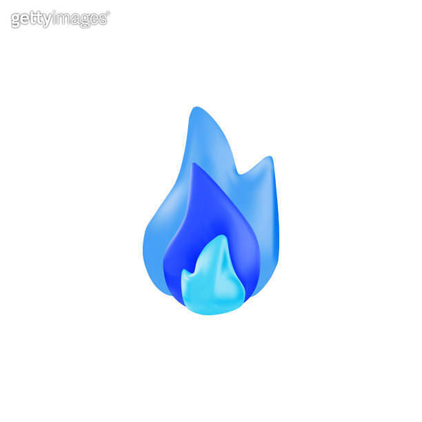 3d blue gas or fire flame, burning blue bonfire, vector 3d realistic ...