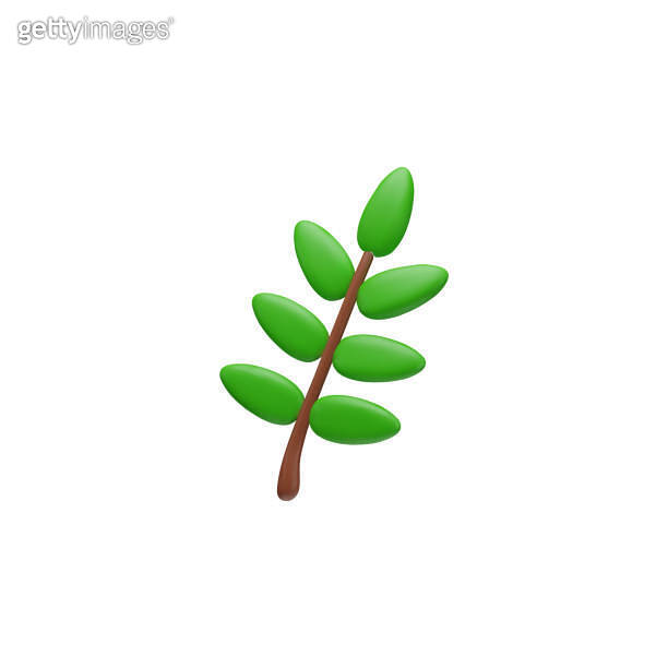 Lush green leaf sprig 3D icon vector illustration 이미지 (2150841292) - 게티 ...