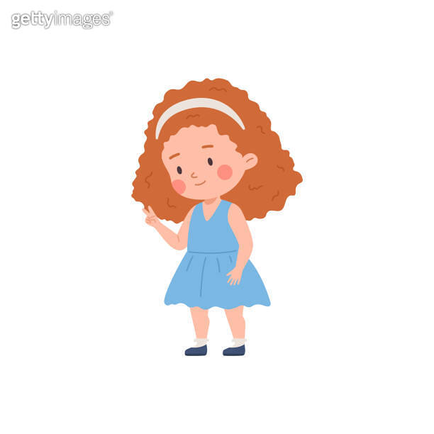 Cute red-haired child girl showing two fingers, peace symbol 이미지 ...