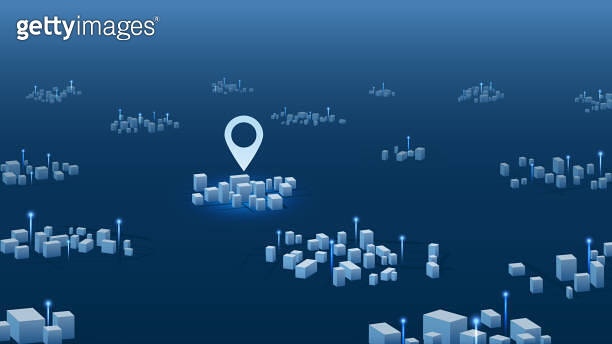 Generic city map with signs. Simple minimal town with 3d buildings ...