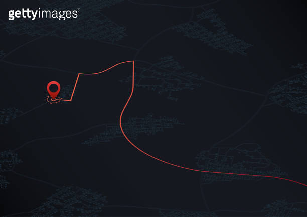 Main road throughout map. Navigation to poi. Simple scheme of city with ...
