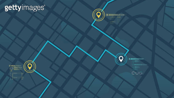 Planned route across the entire map with marked destinations and ...