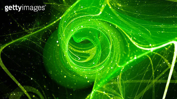 Green glowing multidimensional quantum force field with elementary ...