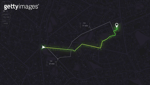 Navigation system showing tracking navigation in progress on the ...