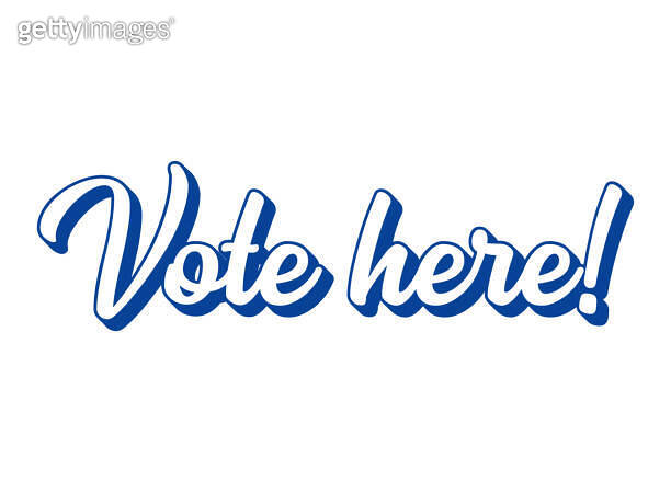 Hand sketched Vote here words. 3D modern or retro lettering for poster ...