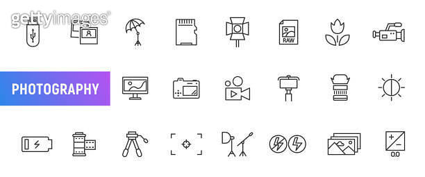 Photography line icon panoramic camera photo side view logo. Photo ...