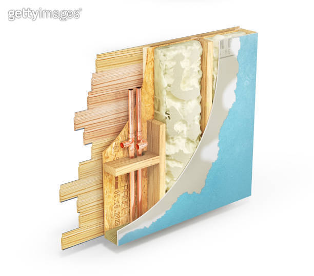 Wall layers wooden frame house. 3d illustration 이미지 (2089567949) - 게티이미지뱅크