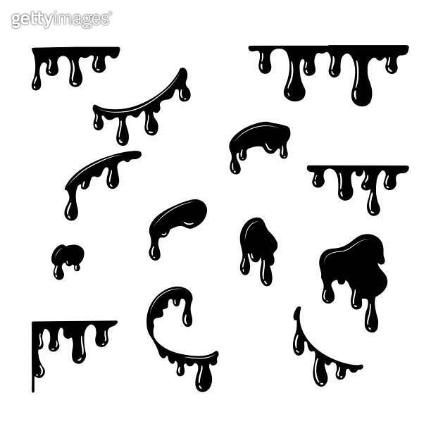 Splash silhouette with droplets. Shapes of water drops, liquid splash ...