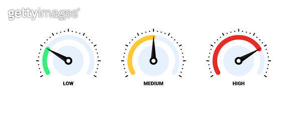 Gauges indicating low, medium, and high levels. Vector illustration 이미지 ...