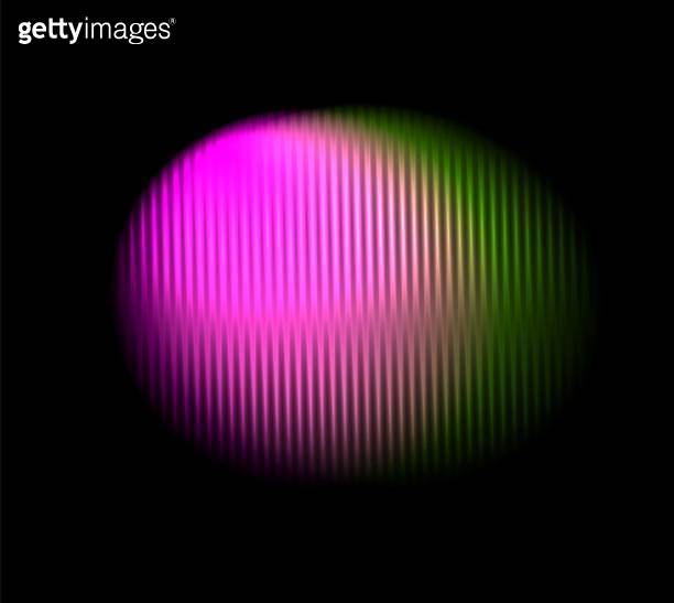 Corrugated neon circle ribbed glass effect. Round liquid gradient shape ...