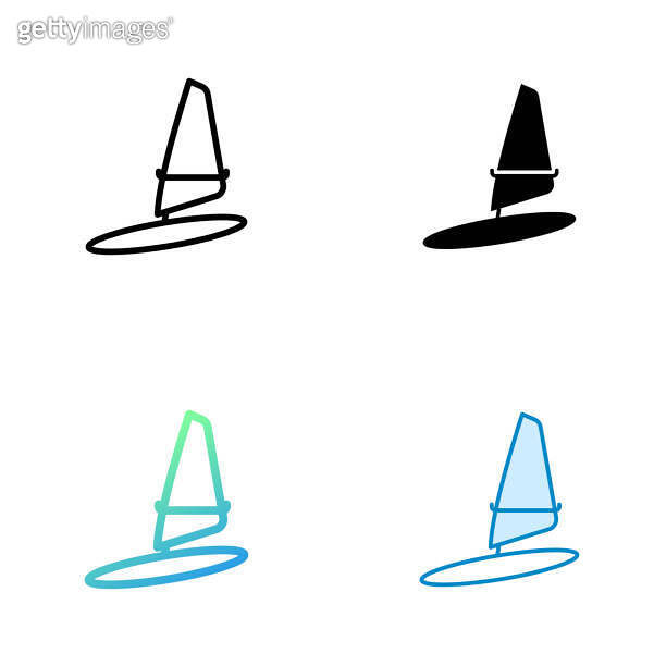 Wind Surf Universal Icon Design in Four style with Editable Stroke ...