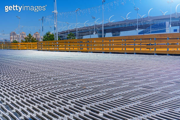 Floor surface with pipes tubes for skating rink temperature and frost ...