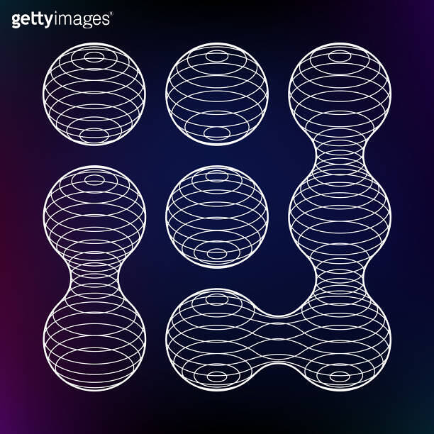 3d globe line wireframe grid. Connected round shapes abstract mesh ...