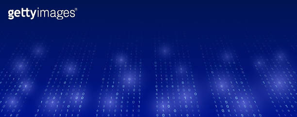 Analytics Sorting Structuring Information Transfer Blue Background With Data Flow Binary 2224