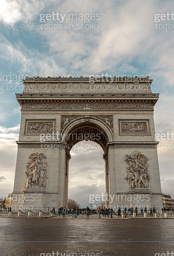 Famous Arc de Triomphe (Triumphal Arch) at the city center of Paris and ...
