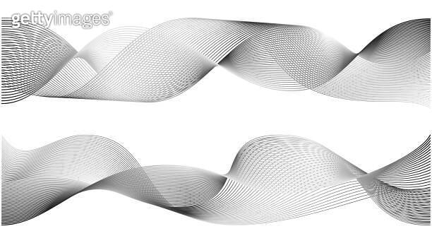 Abstract sine line waves. Wind air flow pattern undulate curves ...