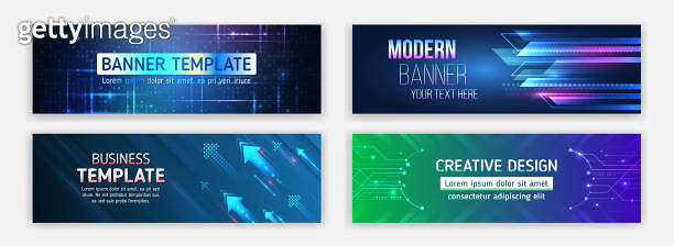 Sci-fi vector sample concept. High-tech horizontal banner template ...