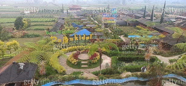 tourist destination area with natural mountain views at sunset at Batu ...