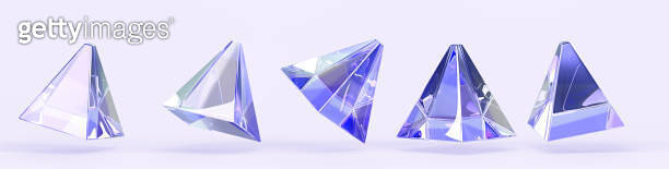 3d crystal light holographic glass pyramid isolated render icon ...