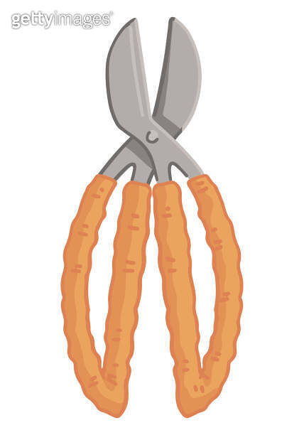 Secateurs outline doodle. Clip art of gardening tool. Cartoon vector ...