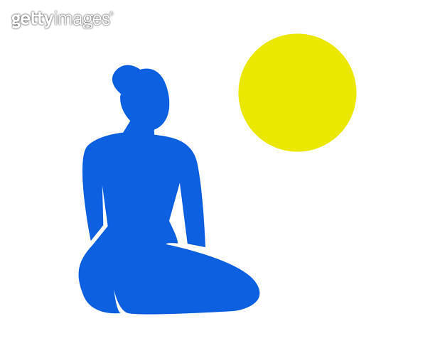 Cut out woman,contemporary pose silhouette,hand drawn blue female body ...