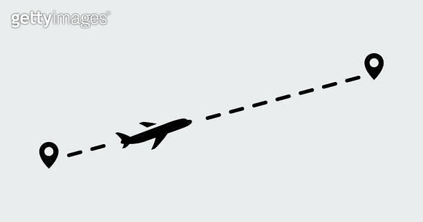 Airplane line path. Flight destination point infographic. Tourism ...