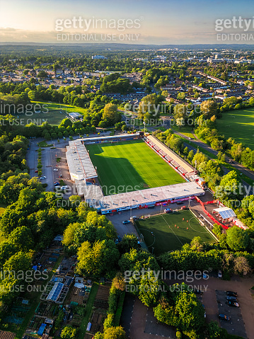 Aerial view of Broadfield Stadium home of Crawley Town FC in Crawley ...
