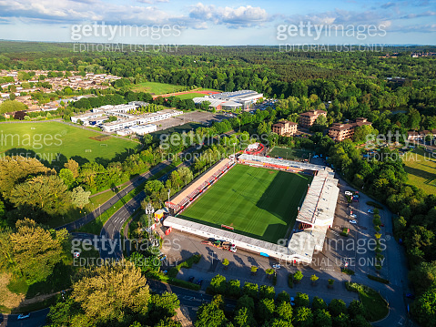 Aerial view of Broadfield Stadium home of Crawley Town FC in Crawley ...