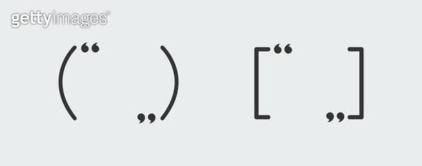 Quotation marks and Parentheses. Written sign, parenthese, square ...