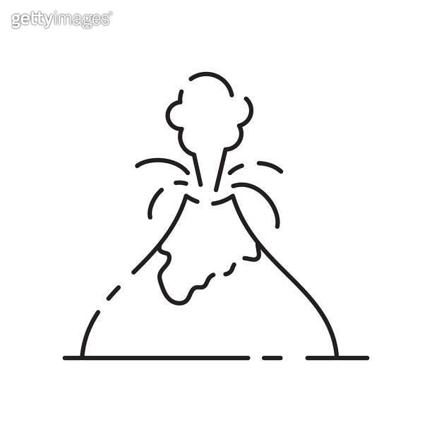 Volcanic activity linear icon. Volcanic eruptions are major source of ...