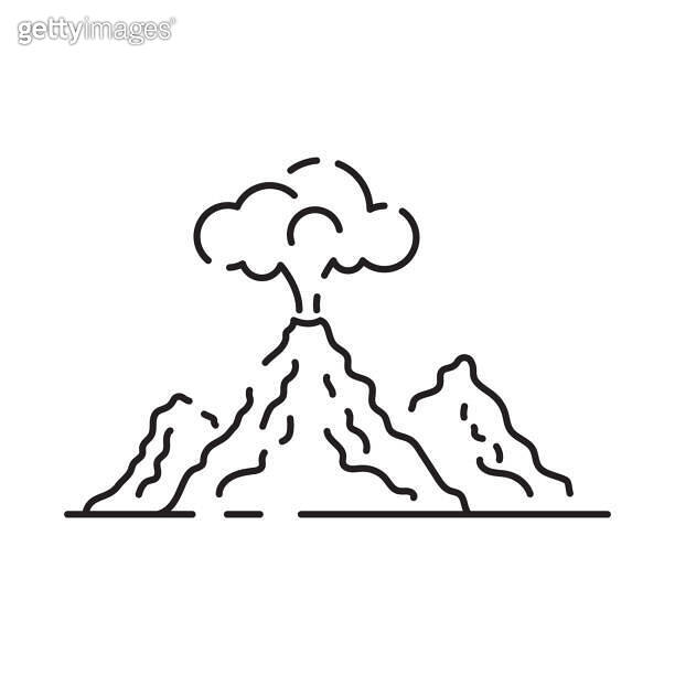 Volcanic activity linear icon. Volcanic eruptions are major source of ...