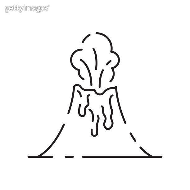 Volcanic activity linear icon. Volcanic eruptions are major source of ...