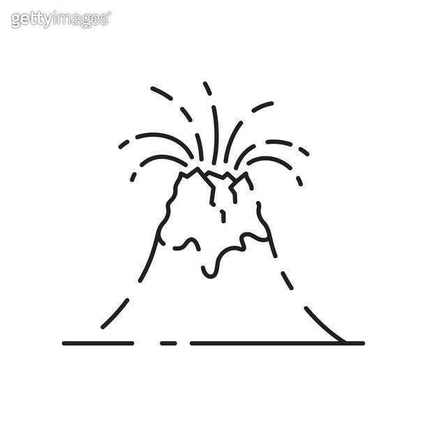 Volcanic activity linear icon. Volcanic eruptions are major source of ...