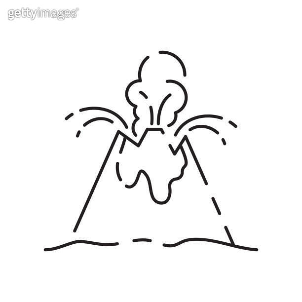 Volcanic activity linear icon. Volcanic eruptions are major source of ...