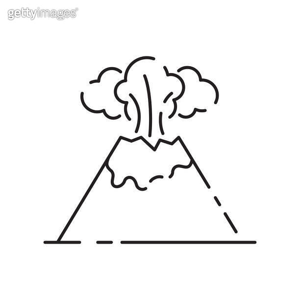 Volcanic activity linear icon. Volcanic eruptions are major source of ...