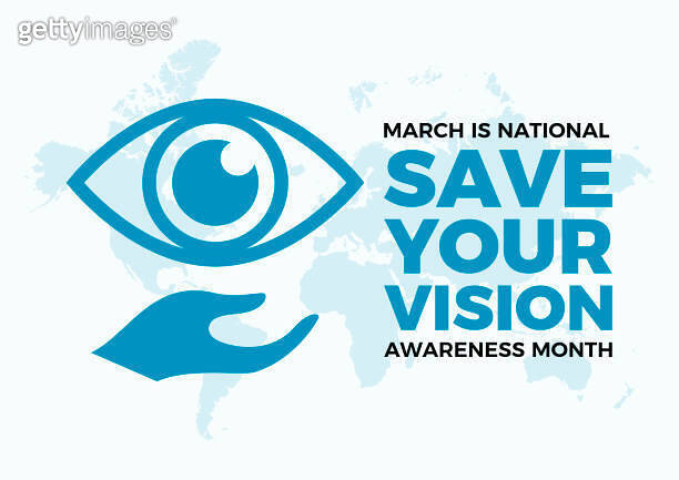 March is National Save Your Vision Awareness Month poster vector ...