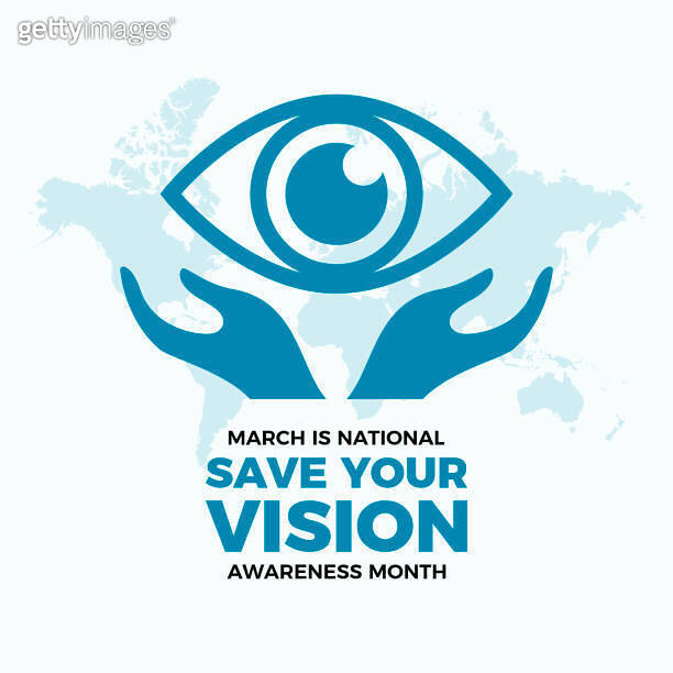 March is National Save Your Vision Awareness Month poster vector ...