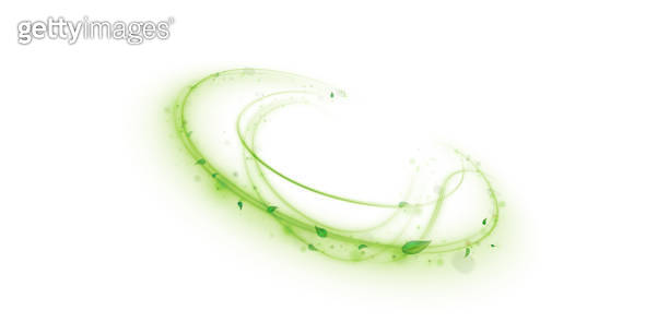 Green air swirl effect with flying leaves on white background PNG ...