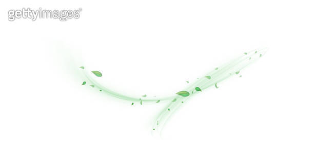 Green air swirl effect with flying leaves on white background PNG ...