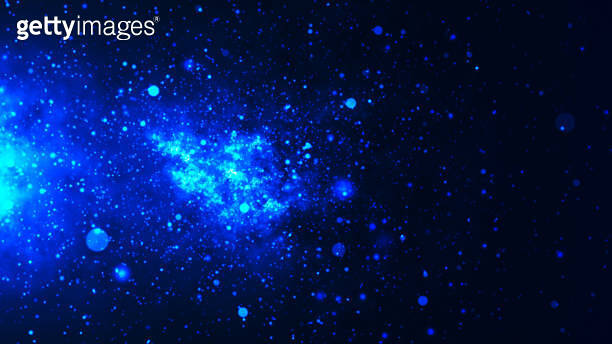 Colorful animation of bright particles flying horizontally. Dynamic ...