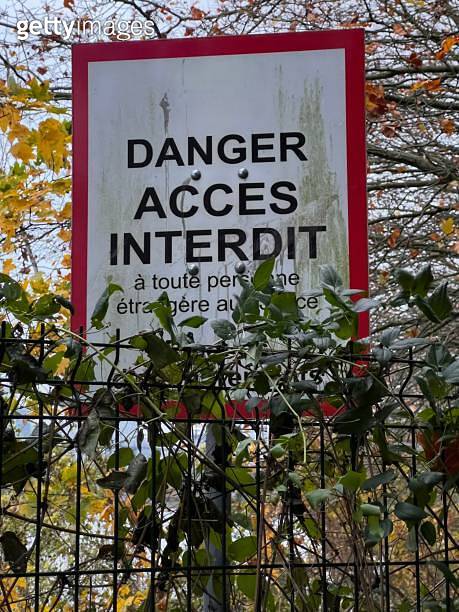 Paris France - road sign - access not allowed - DANGER ACCES INTERDIT ...