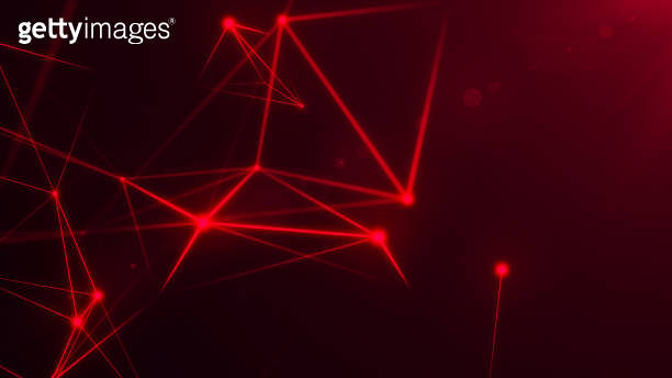 Abstract digital connection moving dots and lines. Technology background. Network connection ...