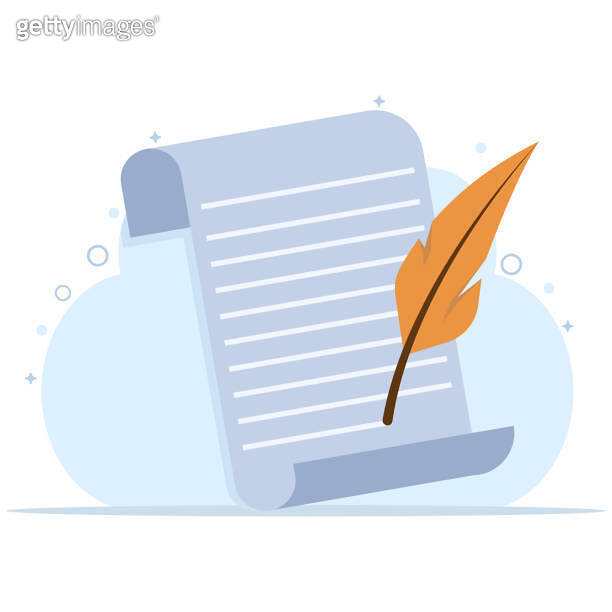 Quill Writing Concept On Object Icon. Isolated Premium Vector Paper ...