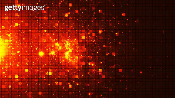 Colorful animation of bright particles flying horizontally. Dynamic ...