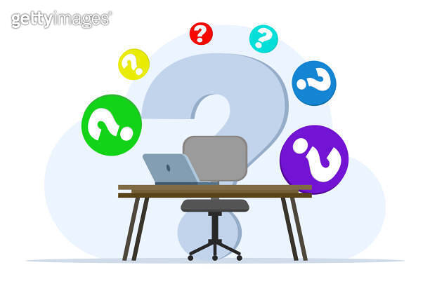 The concept of having questions, frequently asked questions. customer ...