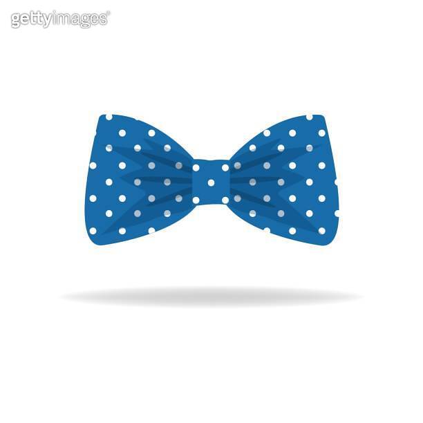 Blue Textured Polka Dot Bow Tie Icon Closeup Isolated Silk Glossy